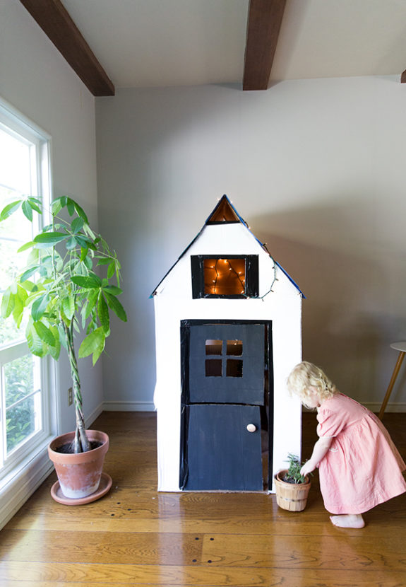 DIY Cardboard Playhouse from a Box - Say Yes